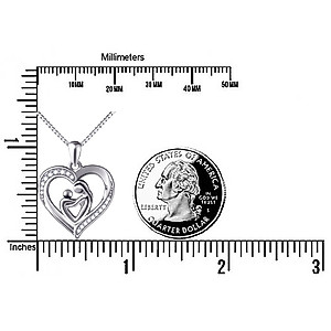 DAOCHONG Mother Holding Child Sterling Silver Mothers Love Heart CZ Pendant Women Necklace 18 inches
