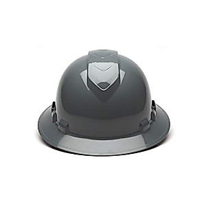 Pyramex Ridgeline Full Brim Hard Hat, Vented, 4-Point Ratchet Suspension, Slate Gray