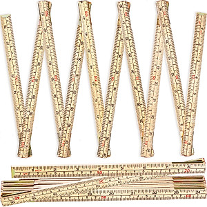 2 Pieces Folding Wood Rulers Measuring Sticks 6.6 Feet Wooden Foldable Ruler Yardstick with Brass Slide Measuring Rule Outside Inches Inside Centimeter Read for Woodwork DIY Craft Carpenter Engineers