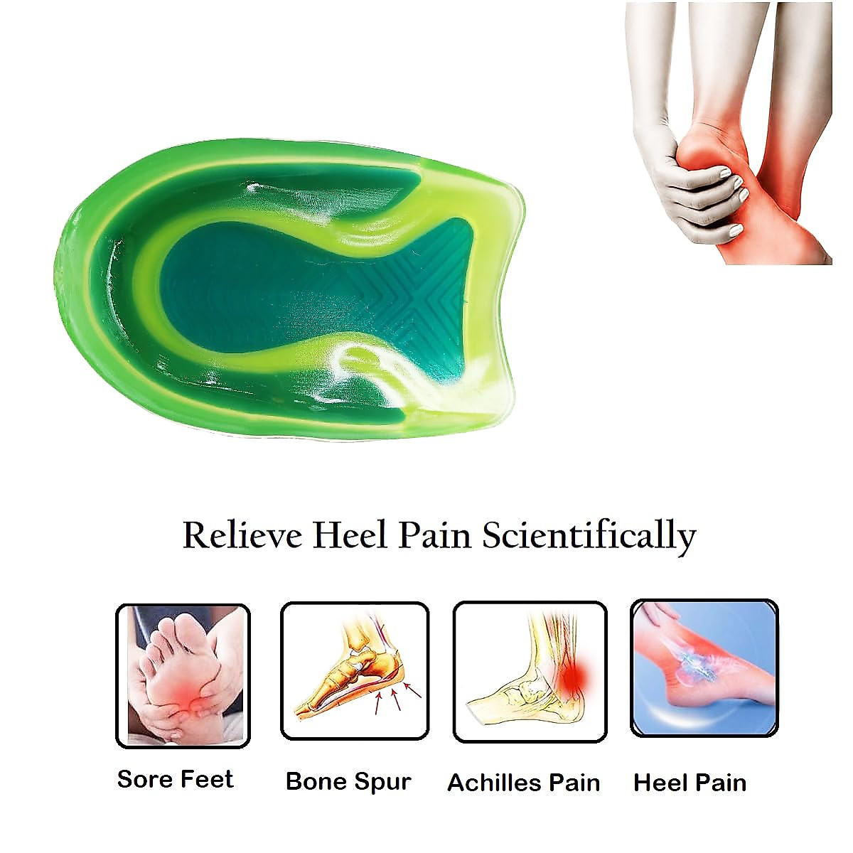 Kids Heel Cups for Heel Pain Sport Shock Absorbing Lightweight Gel Heel Inserts for Kid's with Sensitive Heels, Heel Spurs, Plantar Fasciitis, or Ankle Pain (1 Pairs Kid's Size 3-7 / Women 4-8)