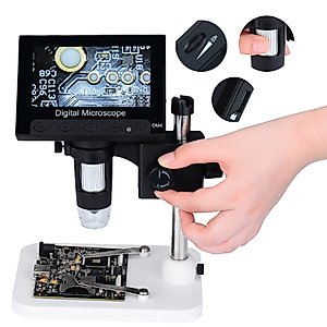 Coin Microscope,4.3" Coin Microscope, 4.3 Inch LCD Digital Microscope 1000x, Coin Magnifier with 8 Adjustable LED Lights, PC View, Windows Compatible, 32G TF Card Include (DM43)