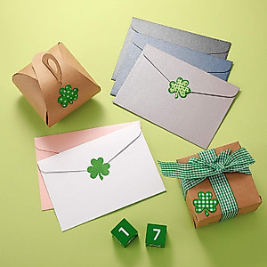 1500 Pcs St. Patrick's Day Shamrock Sticker Irish Roll Self Adhesive Stickers Labels Shamrock Decals for Envelope Seals Gift Box 1.5 Inch Clover Seal Decals for St. Patrick's Day Party Decorations