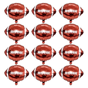 Deermon Super 12 Pack 20 Inches American Football Rugby Mylar Foil Balloons, Sports Themed Brown Football Decoration Party Helium Aluminum Balloon