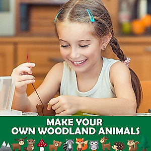 CiyvoLyeen Woodland Animals Craft Kit Kids DIY Crafting and Sewing Set Woodland Animals Felt Plushie for Girls and Boys Educational Beginners Sewing Set Sewing Kits for Kids Age 8 9 10 11 12