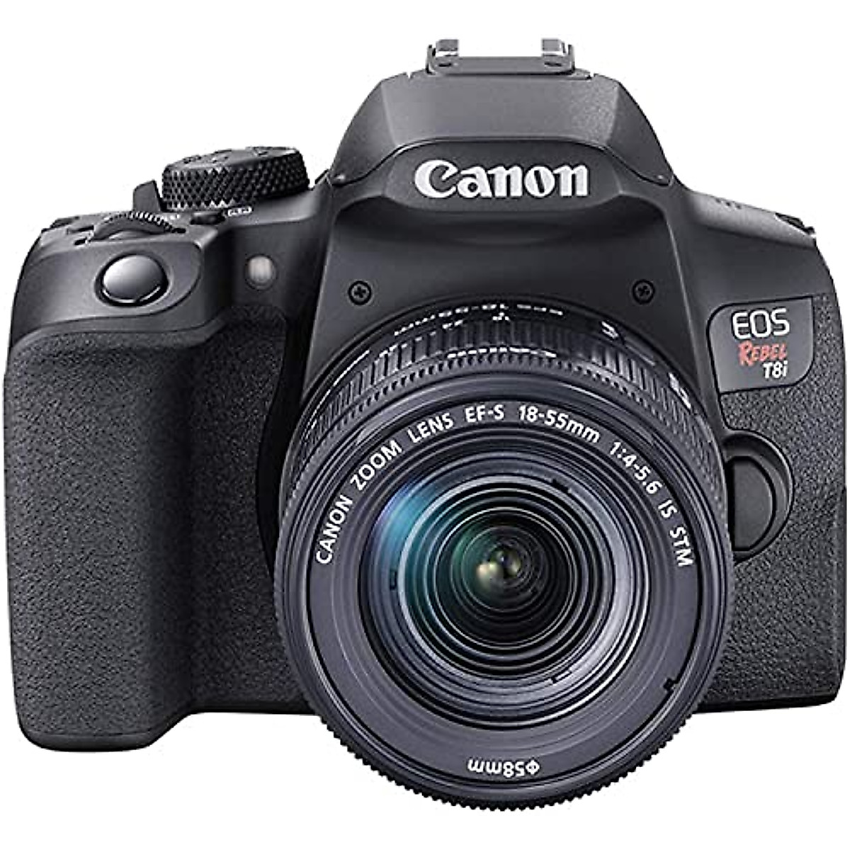 Canon Intl. Canon EOS Rebel T8i DSLR Camera w/Canon EF-S 18-55mm F/4-5.6 is STM Zoom Lens + Case + 64GB Memory (22pc Bundle) (Renewed)