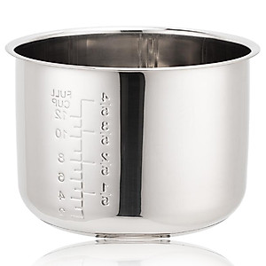 CurcKua Stainless Steel Rice Cooker Inner Pot Rice Cooker Stainless Steel Inner Pot 4L Stove Safe Polished Edged Rice Cooker Inner Pot with Scale ＆ 3-Ply Bottom for Rice Pot Rice Cooker