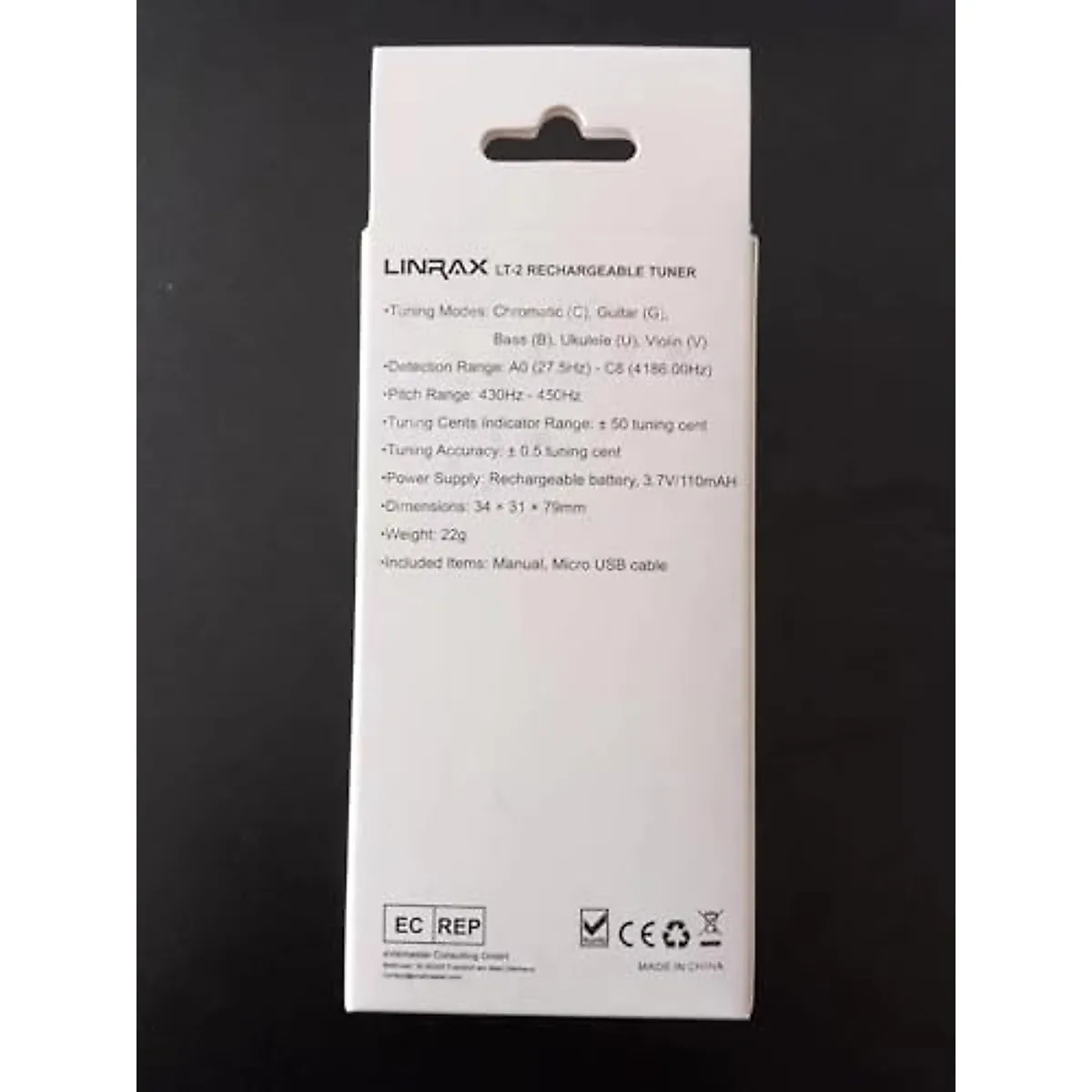 Linrax LT-2 Guitar Tuner Rechargeable Clip On Tuner for Guitar, Bass, Ukulele, Violin, Banjo, Chromatic Tuner with LCD Color Display, Digital Tuner for Stringed Instruments, Guitar Accessories, Black