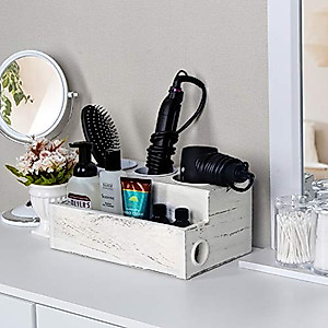 JACKCUBE Design Hair Tool Organizer Wooden, Hair Blow Dryer Holder Styling Product Care and Bath Supplies Accessories Storage Tray for Vanity and Bathroom Countertop- MK680A