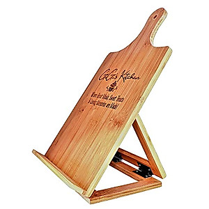 Gigi Gift Cookbook Stand Recipe Holder - Custom Engraved Bamboo Cutting Board Foldable Chef Easel Metal Hinge Kickstand iPad Tablet Compatible Christmas Birthday Mother Day Kitchen Decor (7.25x13.5)