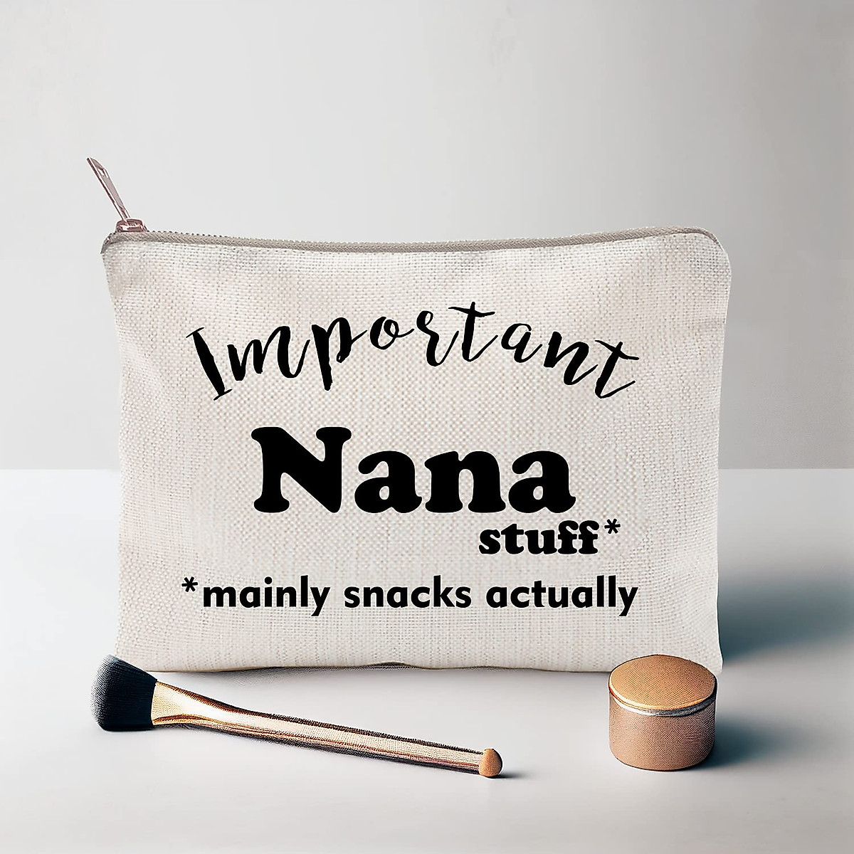 Important Nana Stuff Linen Bag Mother's Day Gift Makeup Bag Grandma Bag Mainly Snacks Actually Nana Birthday Gift Toiletry Accessories Bag
