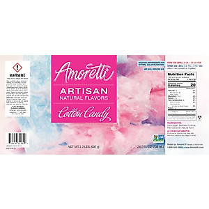 Amoretti - Natural Cotton Candy Artisan Flavor Paste 8 oz - Perfect For Pastry, Savory, Brewing, and more, Preservative Free, Gluten Free, Kosher Pareve, No Artificial Sweeteners, Highly Concentrated