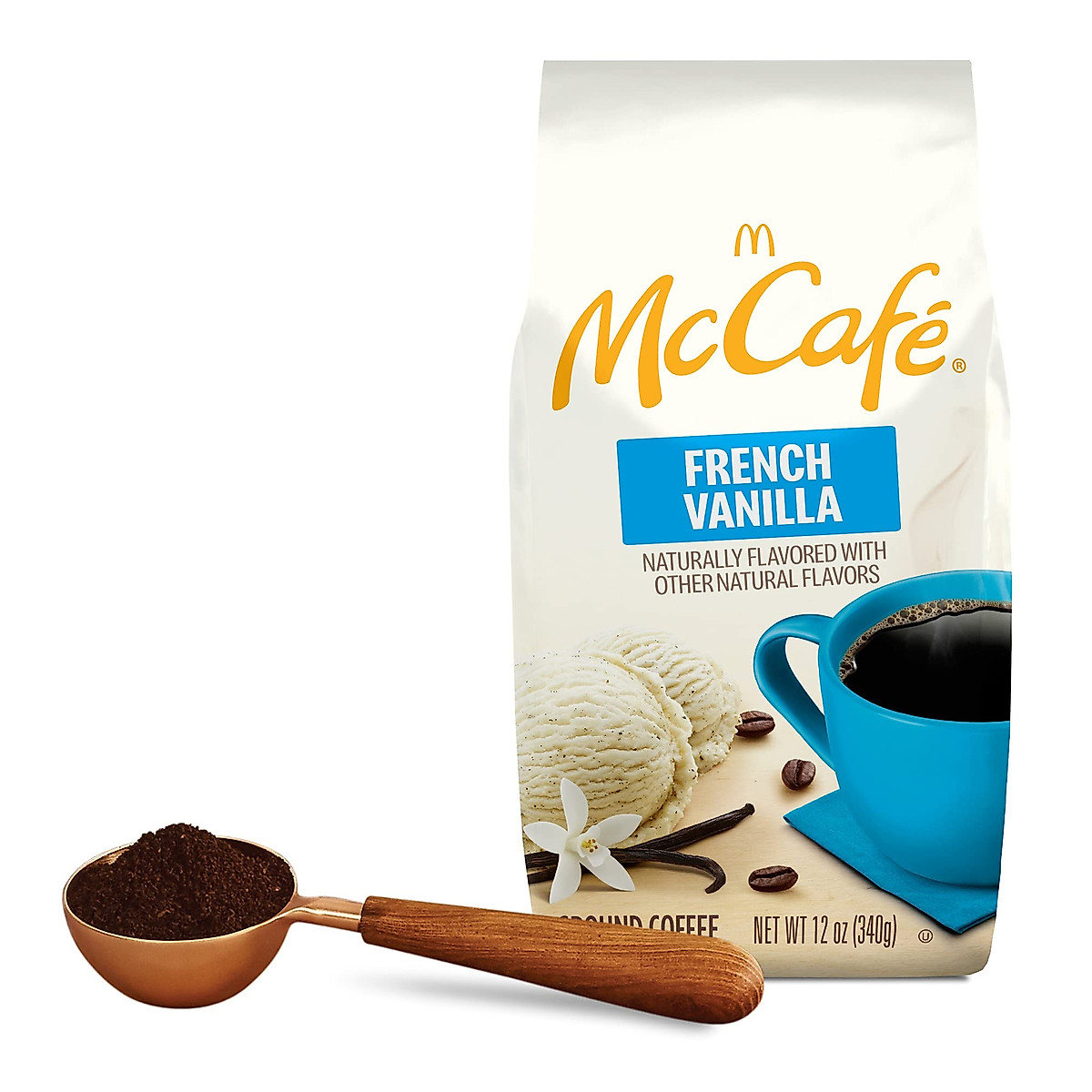 McCafe French Vanilla, Flavored Light Roast Ground Coffee, 12 oz Bag