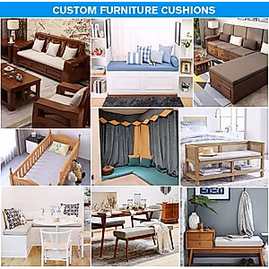 SXROMDA Customize Bench Cushion, Furniture Cushion, High Density Memory Foam, Linen Washable, Non-Slip Bench Pad for Shoe Bench Rack, Window, Piano, Dining (Custom Size, Dark Coffee)