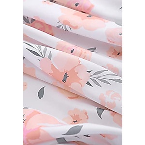 PINNKKU 4-Piece Crib Bedding Set for Girls, Baby Girl Bedding Crib Set, Cunas para Bebes, White, Blush Pink Flower Crib Skirt, Blanket, Crib Sheet and Diaper Stacker, Crib Bedding Sets for Girls