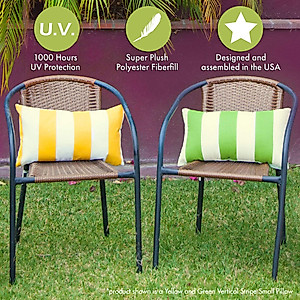 Majestic Home Goods Sage Vertical Stripe Indoor / Outdoor Small Throw Pillow 20" L x 5" W x 12" H