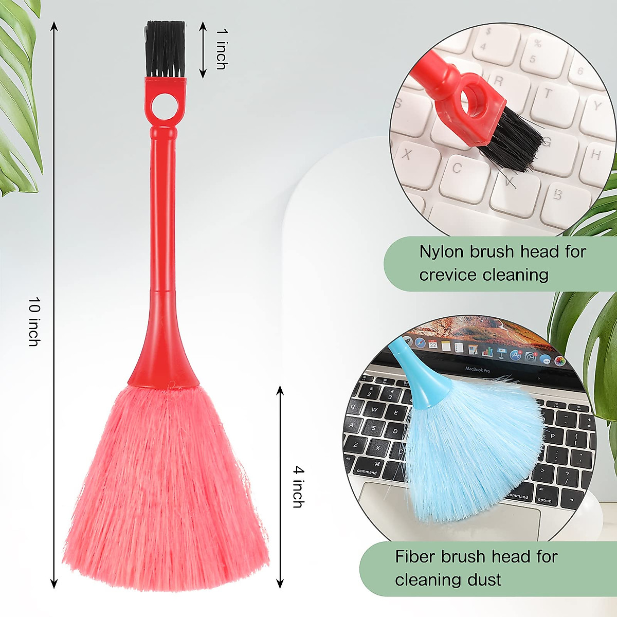 3 Pack Fluffy Microfiber Delicate Kitchen Duster Anti Static Laptop Keyboard Brush Mini Microfiber Duster Small Dusting Wand Multifunction Screen Brush for Electronic Equipment, Blue, Yellow, Red