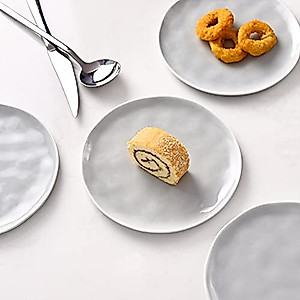 Miicol Porcelain Dessert Plate, 6.5 Inch Appetizer Plates Set of 6, Small Ceramic Serving Plates, Modern Handmade Look Collection Dinnerware, Neutral Grey