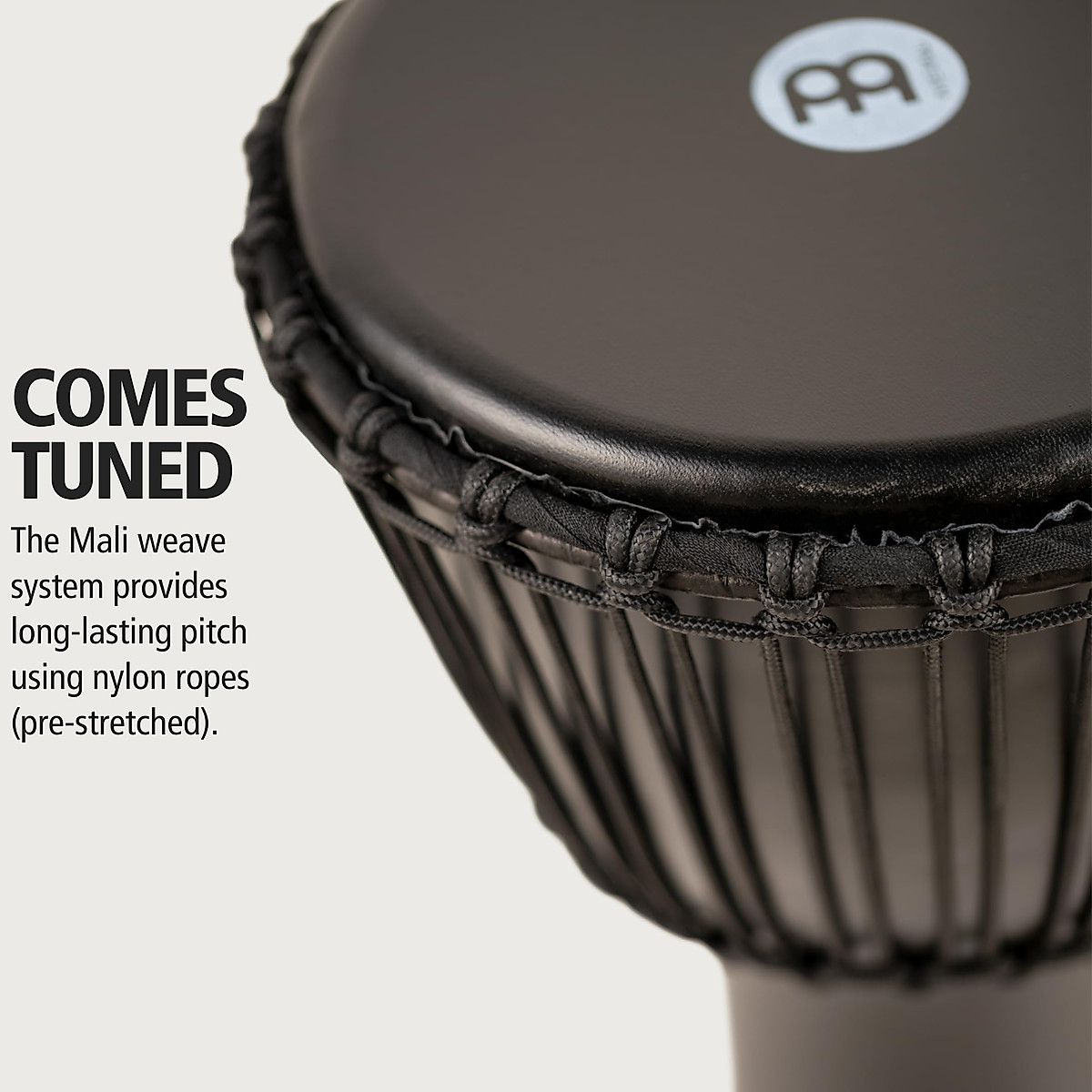 Meinl Percussion Series Travel Djembe Hand Drum Circle Instrument, Synthetic Shell and Goat Skin Head — NOT Made in China — African Mali Weave Rope Tuning, 2-Year Warranty (PADJ4-M-G)