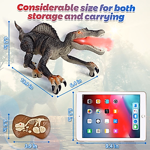TALGIC- Remote Control Dinosaur Robot - Realistic Walking, Roaring, and Spraying Spinosaurus Toys - Light up and Shaking Head and Tail Robot Dinosaur for Kids Ages 3+