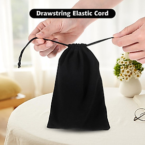 50 PCS Velvet Bags with Drawstrings, 5×7 Inches Black Velvet Jewelry Pouches, Large Size Soft Velvet Drawstring Bags for Organizing Bracelets, Headphones, Beads, Gifts, Candies, Gadgets (Black)