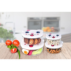 HOBBYLIFE 4 PCS ZOO STORAGE BOX - for Snacks, Food/Puree, Condiments, Picnics Food Prep, Lunch, Plastic Food Storage Containers (White Dog