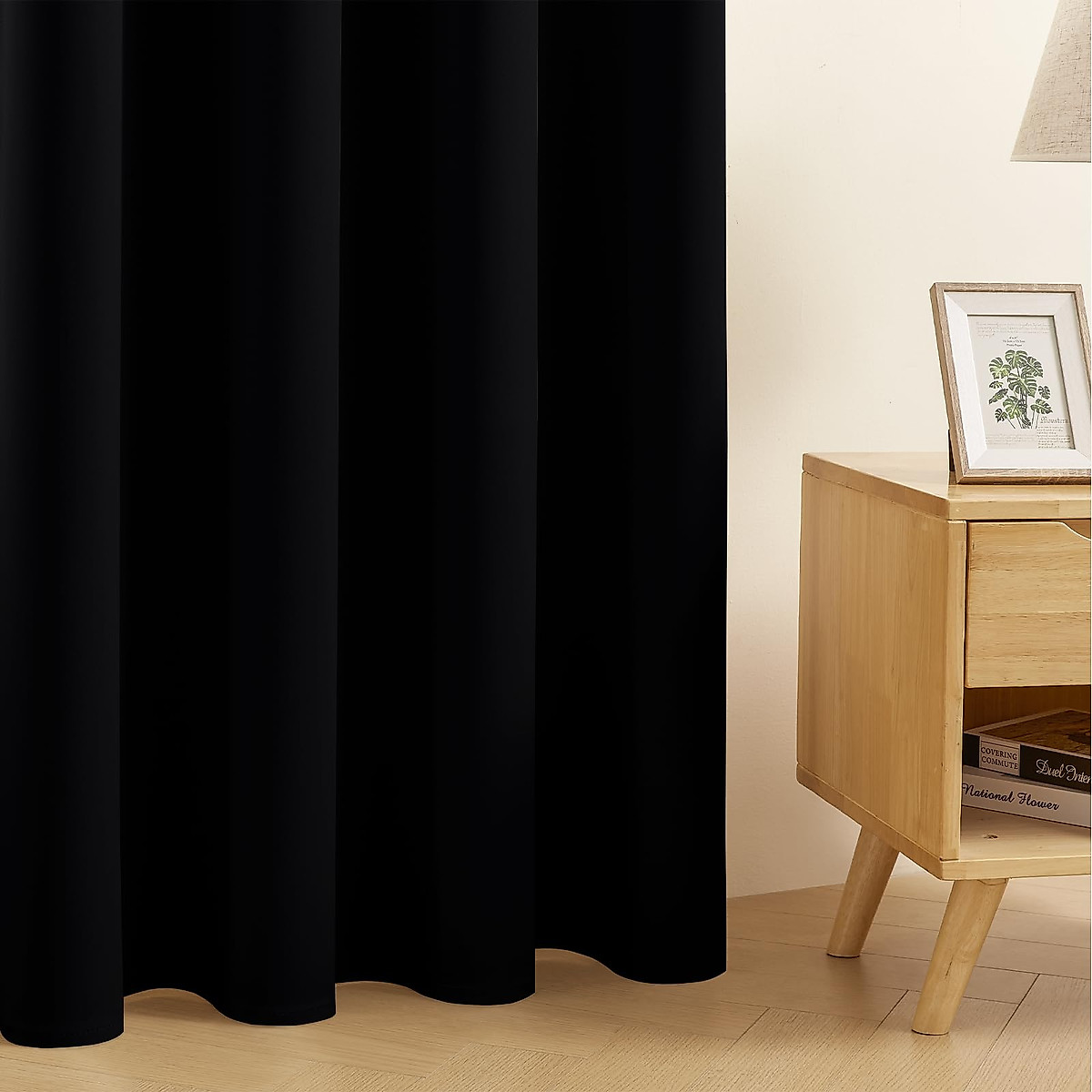CUCRAF Blackout Curtains 84 inches Long for Living Room, Black Room Darkening Window Curtain Panels, Rod Pocket Thermal Insulated Solid Drapes for Bedroom, 52x84 inch, Set of 2 Panels