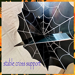 3-Tiers Spider Web Cupcake Stand for Hero Theme Party Supplies. Haunted House, Ghost,Cardboard, Dark Building Dessert Holder Halloween Party Serving Tray