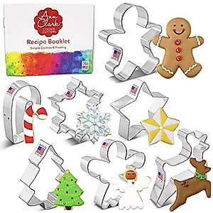 Christmas Cookie Cutters 7-Pc Set Made in USA by Ann Clark, Gingerbread Man, Christmas Tree, Star, Snowflake, Angel