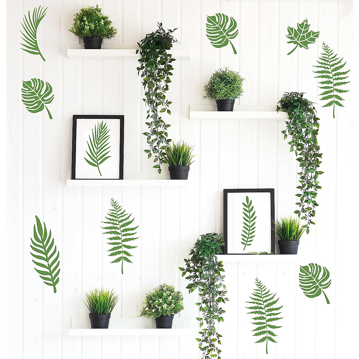 28 Pieces Leaf Stencils for Painting on Canvas Reusable Palm Fern Turtle Tropical Leaf Stencil for Craft Drawing Template Stencil for Wood Wall Paper Furniture DIY Scrapbooks Crafts Home Decor (Leaf)