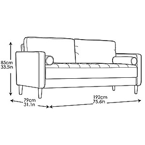 Lifestyle Solutions Sofa, 75.6" W x 31.1" D x 33.5" H, Heather Gray