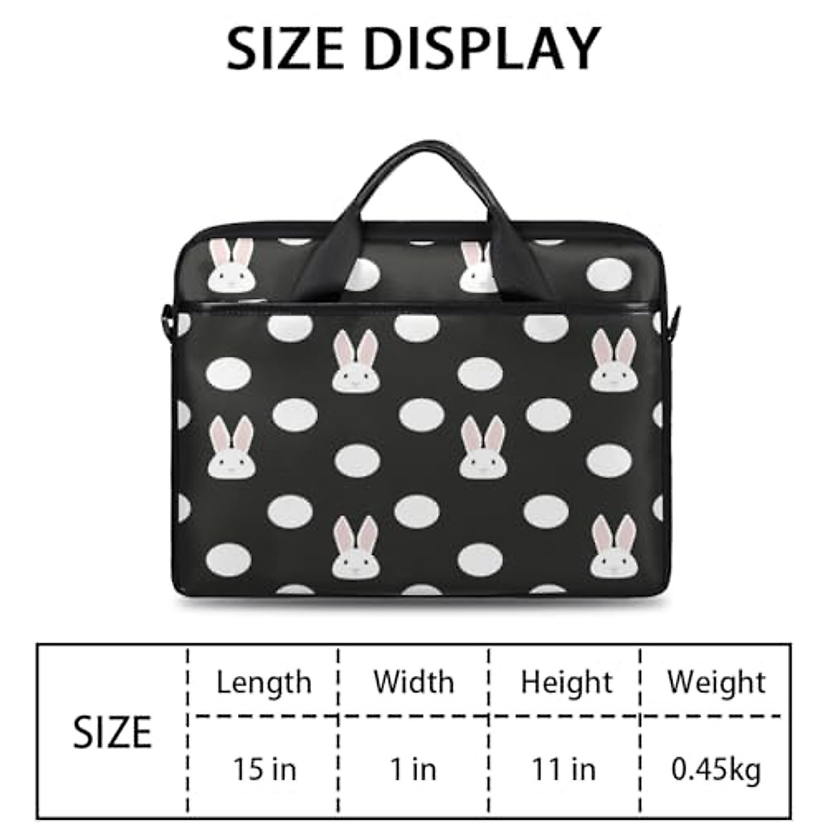 Bunny Dots Laptop Computer Bag Waterproof Shoulder Messenger Bag 13-15 inch Durable Laptop Tote Bag with Shoulder Strap Handle Lightweight Crossbody Briefcase