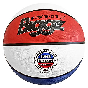 Jsport (Pack of 12) Official Size 7 Basketballs - Red/White/Blue Bulk Basketballs with Pump