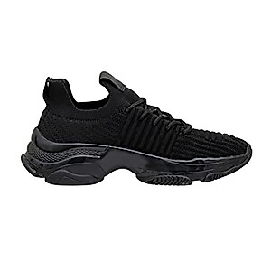 CUSHIONAIRE Women's Apolo Knit Sneaker +Memory Foam, Black/Clear Bottom 8.5