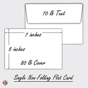 Blank Note Flat Cards and Envelopes, Made From Bright White Heavyweight Thick Cardstock | 5 X 7 Inches (A7) | 50 Cards and Envelopes Per Pack | Not a Fold Over Card