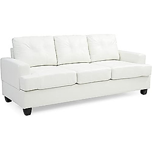Glory Furniture Sandridge Faux Leather Sofa in White