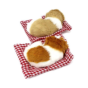 Coolayoung 2Pcs Sleeping Dogs on Pad Doll Toy, Cute Mini Puppy on Pad with Woof Sounds Decor Hand Toy Gift for Kids Boys Girls