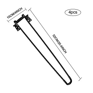 Enenes 20.4 inch Folding Hairpin Leg, 4PCS Height Folding Table Leg, Heavy Duty Easy Install Folding Coffee Table Leg(20.4 Inch)