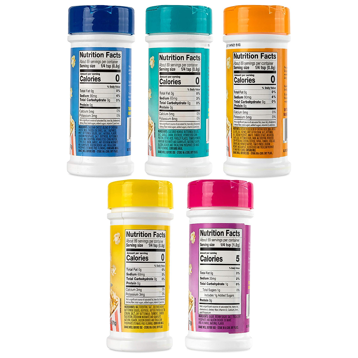 Flavor Mate Popcorn Seasoning 2.5 OZ Variety Pack, 5 Count