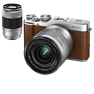 FUJIFILM-Less Digital Camera Mirror Single-Lens X-A1 Double Zoom Lens kit Brown F X-A1BW / 1650 / 50230KIT [International Version, No Warranty]