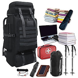 Wesoke 80L 100 liters Camping Hiking Backpack Men, Extra Large Waterproof Molle Rucksack Oversized Travel Daypack for Touring