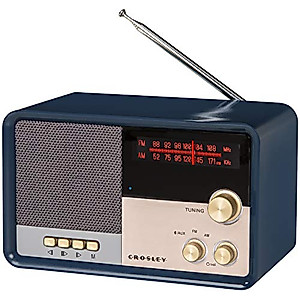 Crosley CR3036D-NV Tribute Vintage AM/FM Bluetooth Radio, Navy