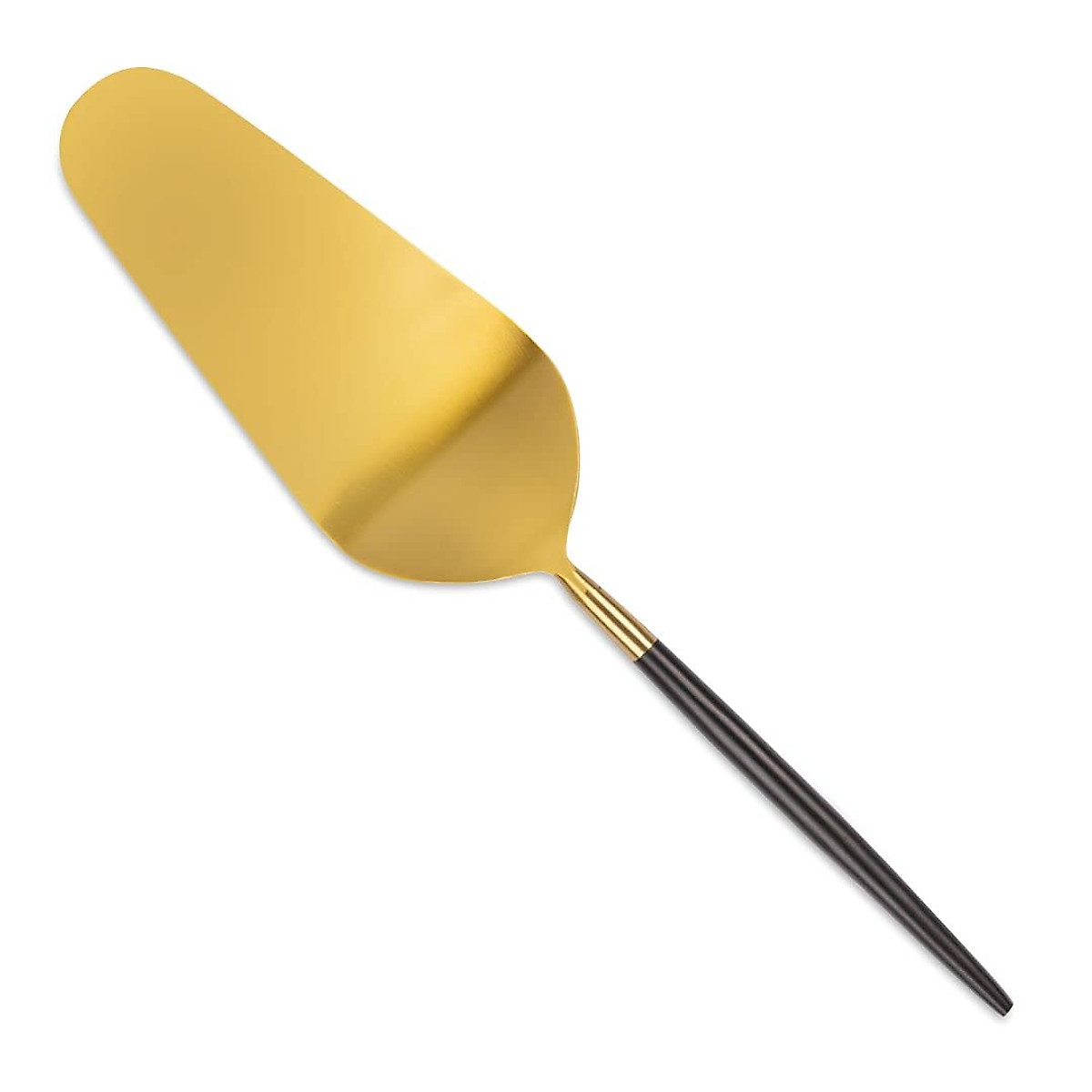 Koyal Wholesale Modern Wedding Cake Knife and Server Set, Minimalist Cake Cutting Set for Wedding, Anniversary, Birthday, Baby Shower, Cake Pie Pastry Servers (Gold/Black)