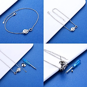 Sterling Silver Infinity Urn Bracelet for Ashes - S925 Teardrop Cubic Zirconia Cremation Keepsake Jewelry Gift for Women Loss Loved One