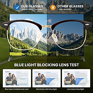 Cyxus Blue Light Glasses Men Retro Semi Rimless Clear Blue Light Glasses for Computer Eye Strain Gaming Glasses Anti Harmful Blue Light for Men Women