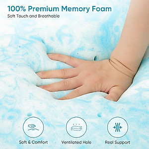 BedsPick 2 Inch Queen Memory Foam Mattress Topper, Gel Infused Ventilated Soft Foam Mattress Pad Queen Bed Toppers for Back Pain, CertiPUR-US Certified