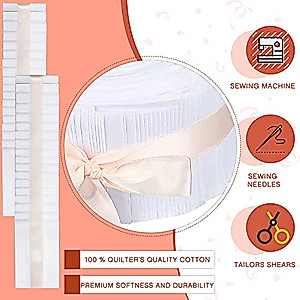 100 Pieces Jelly Fabric Strips Roll Collection 2.6 Inch Roll up Fabric Quilting Strip White Solid Color Fabric Bundle Precut Patchwork Square for DIY Sewing Crafts