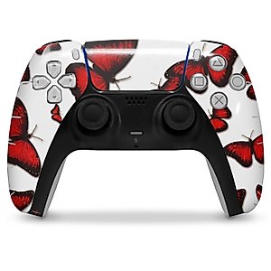 WraptorSkinz Skin Wrap compatible with Sony PS5 DualSense Controller Butterflies Red (CONTROLLER NOT INCLUDED)
