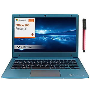 Gateway 11.6" Ultra Slim Notebook Laptop Computer, Blue, Intel Celeron N4020 Processor, 4GB LPDDR4 RAM, 64GB eMMC, Bluetooth, Webcam, Windows 10 S, Office 365 Personal 1-Year, BROAGE 64GB Flash Drive