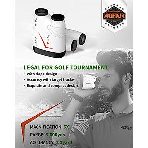 AOFAR GX-6F PRO Golf Rangefinder with Slope and Angle, Flag Lock with Pulse Vibration and Continuous Scan, 600 Yards Rangefinder for Distance Measuring, High-Precision Accurate Gift for Golfers