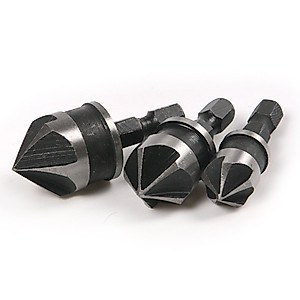 5 Flute Hex Shank Countersink Drill Bit for Wood Plastic Woodworking Chamfer Tool,3pc